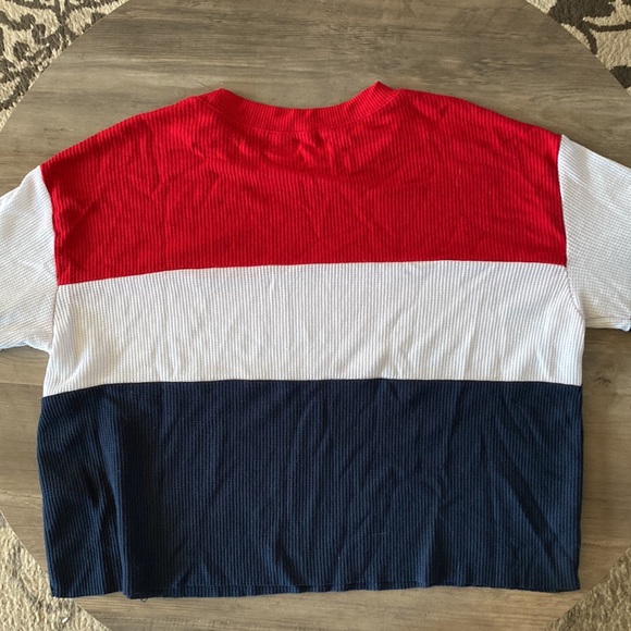 Hollister | Tops | Red White And Blue Stripped Cropped Long Sleve ...